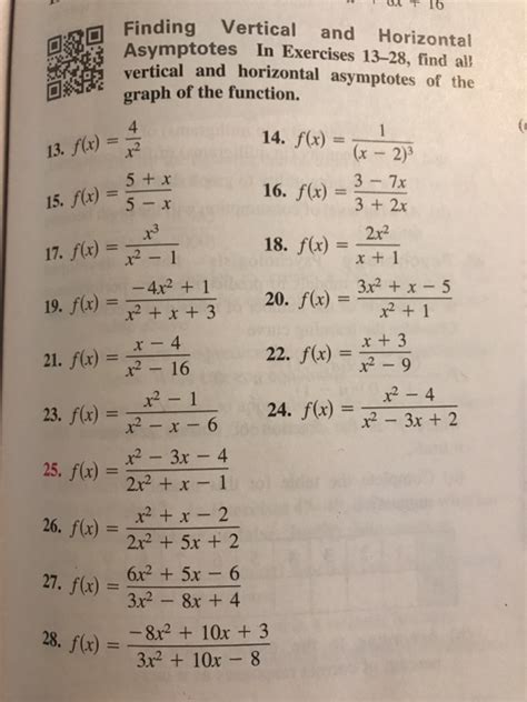 Solved Finding Vertical And Horizontal Asymptotes In Chegg