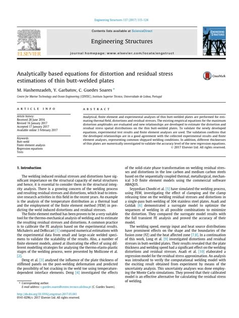 Analytically Based Equations For Distortion And Residual Stress Estimations Of Thin Butt Welded