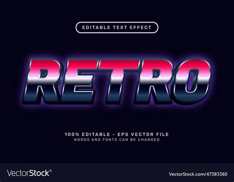 Retro 3d Text Effect And Editable Text Effect Vector Image