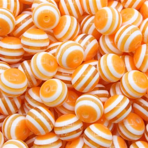 Striped Round Candy Bead 10mm Orange Bead Trimming And Craft Co