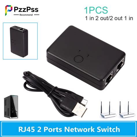 Pzzpss 2 Ports Rj45 Cat6 Lan Hub Network Switch Box Selector For Laptop 2 In 1 Out Ethernet