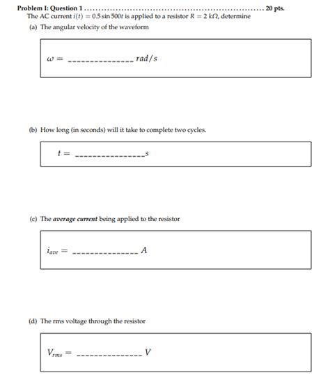 Solved Problem I Question Pts The AC Current Chegg Com