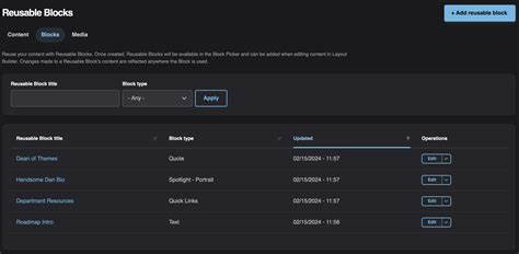 Creating Reusable Blocks Yalesites
