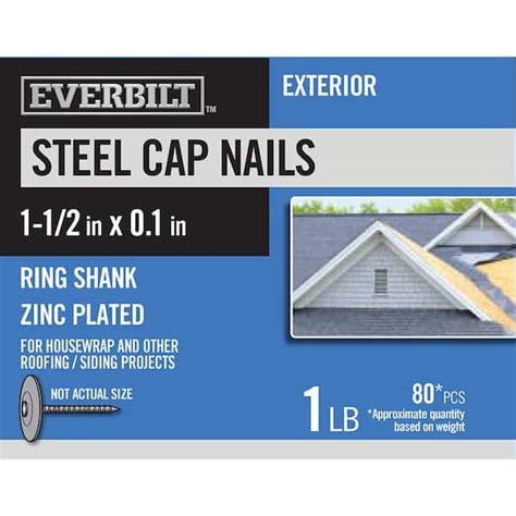 Everbilt 1 12 In Steel Cap Ring Shank Zinc Plated Roofing Nails 1 Lb