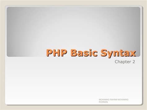 Chapter 02 Php Basic Syntax Ppt