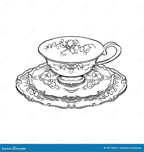茶具手工制造剪影 也corel凹道例证向量 库存例证 插画 包括有 咖啡馆 菜肴 花卉 逗人喜爱 59119042