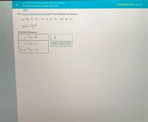 Solved Function Operations And Inverses Inverse Functions