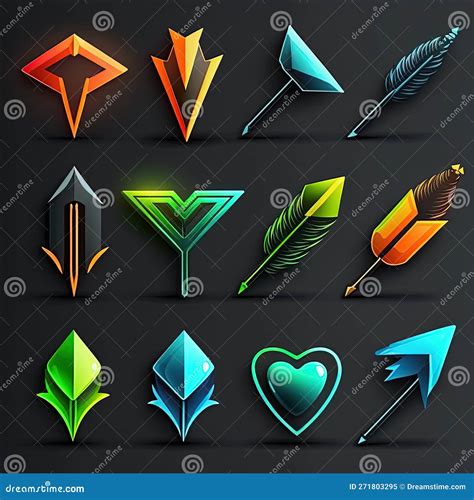 Set Of Arrow Icons For Game Cursor For Web Or App On Black Background AI Stock Image