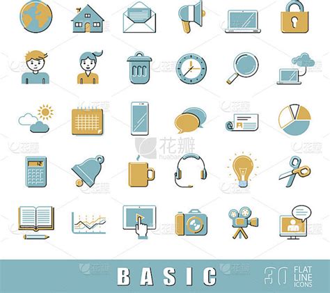 平面线通用图标的集合矢量图