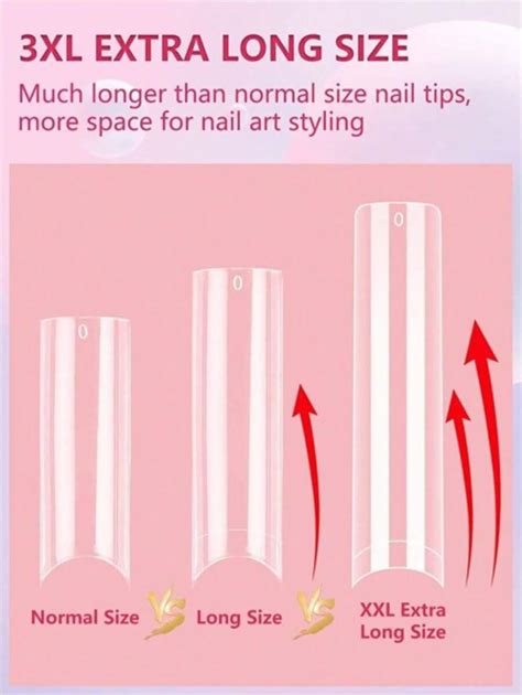 504pcs No C Curve Clear Nail Tips For Acrylic Nails Professional 3xl