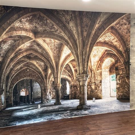 Ancient Castle Interior Printed Wallpaper Custom Wall Mural With