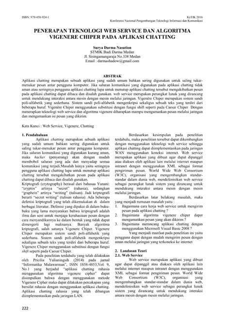 Pdf Penerapan Teknologi Web Service Dan Algoritma Vigenere Chiper