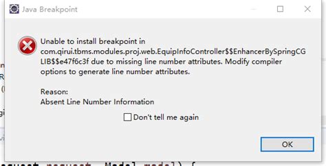 unable to install breakpoint in absent line number information due to