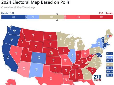 Polling Map For Kamala Harris Vs Donald Trump