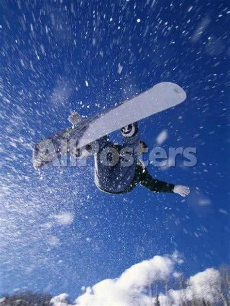 Male Snowboarder Flying Throught The Air Sports Photographic Print 46 X 61 Cm Snowboarding
