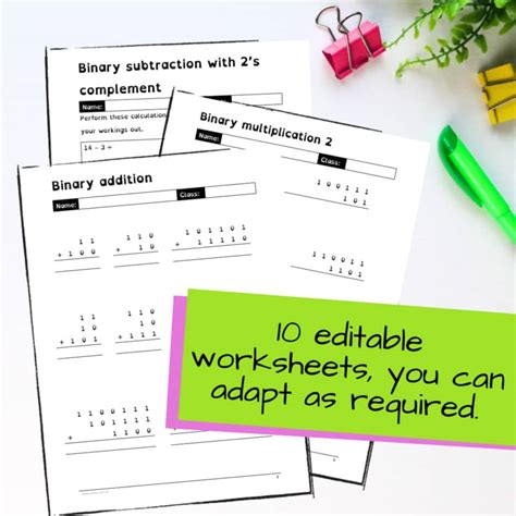 Binary Calculations Worksheets By Nichola Wilkin Tpt