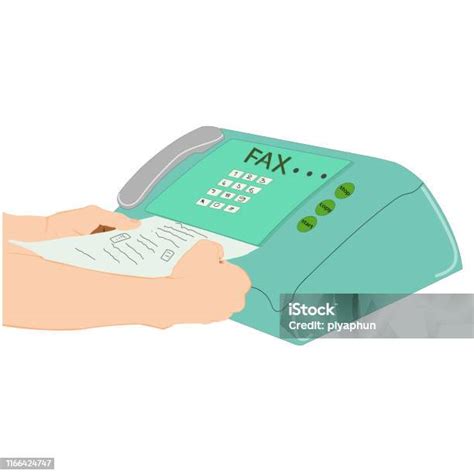 손 남자는 데이터 전송 벡터 그림팩스 기계 장비를 사용하고 있습니다 기계류에 대한 스톡 벡터 아트 및 기타 이미지 기계류 기업 비즈니스 남자 Istock