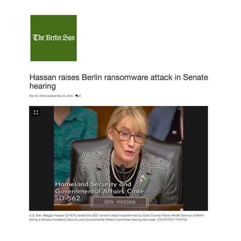 حسن حمله باج افزار برلین را در جلسه سنا مطرح کرد Health Isac مرکز