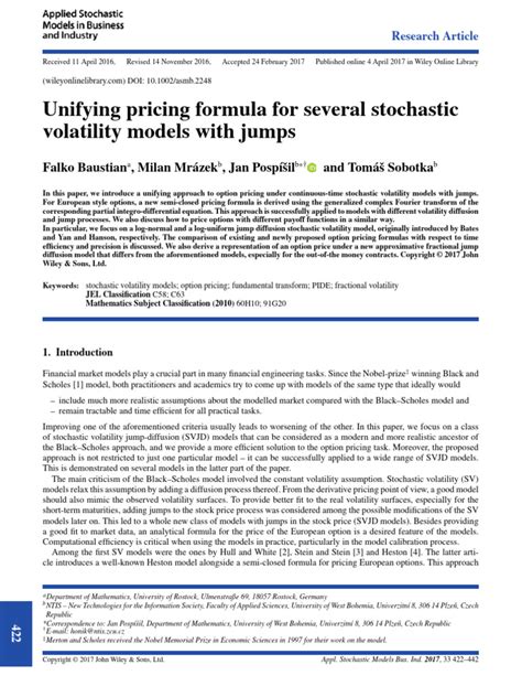 Appl Stoch Models Bus Ind 2017 Baustian Unifying Pricing Formula