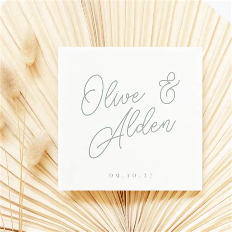 Eucalyptus Green Oversized Script Names Wedding Napkins Zazzle