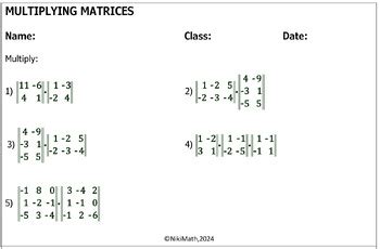 Algebra PreCalc Warm Ups Complex Numbers Quadratics With C Roots Matrices