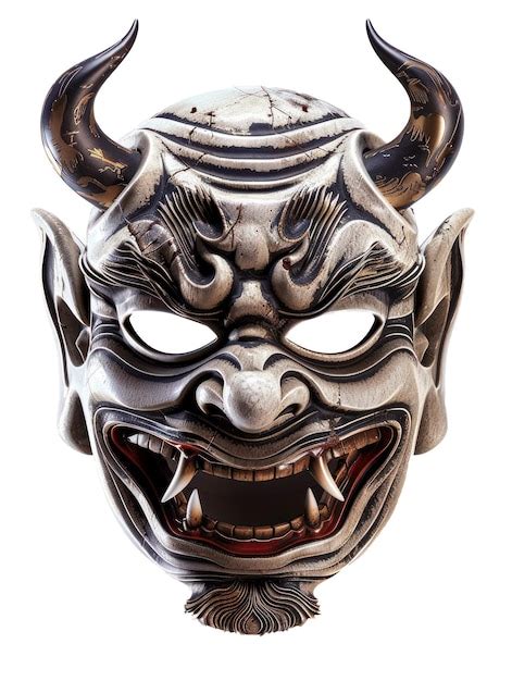 Premium Photo Isolated Realistic Yokai Mask On White Background Detailed Traditional Japanese