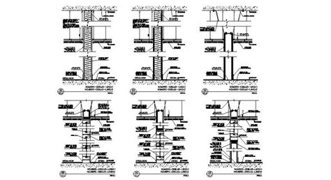 Multiple Wall Blocks Section And Constructive Structure Cad Drawing Details Dwg File Cadbull