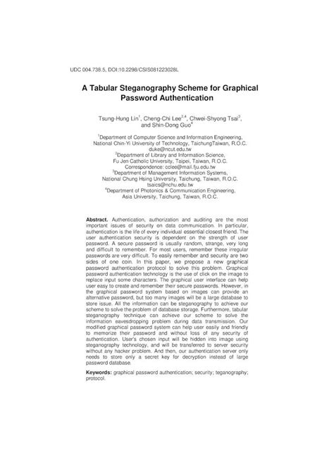 Pdf A Tabular Steganography Scheme For Graphical Password The Graphical Password System