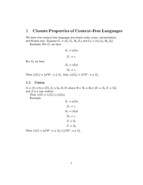 Cfl3 Cfl 1 Closure Properties Of Context Free Languages We Show