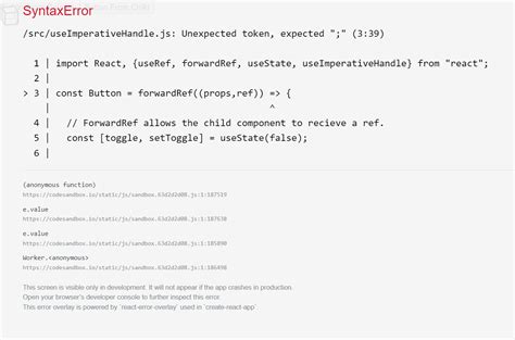 Trouble With Forwardref Unexpected Token Javascript The