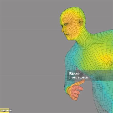실행 남자 다각형 디자인입니다 3d 모델의 남자 벡터 일러스트입니다 3차원 형태에 대한 스톡 벡터 아트 및 기타 이미지 3차원 형태 개념 기호 격자 파이 Istock