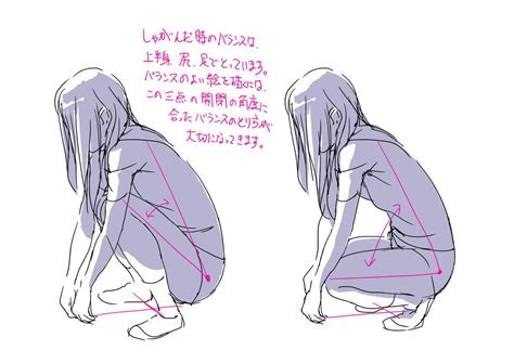 「しゃがみを考える。」 [2] Anime Poses Reference Art Reference Poses Drawing Poses