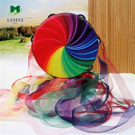 อลันฟี่ แทมบูรีน 6 7 8นิ้วริบบิ้นมือถือกลอง ของเล่นเด็กกระทบเพลงเกมรอบเด็กกลองเต้นรําคอนเสิร์ต