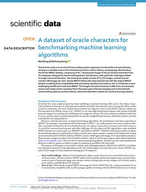 Pdf A Dataset Of Oracle Characters For Benchmarking Machine Learning