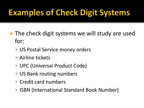 PPT Chapter 16 Check Digit Systems PowerPoint Presentation Free Download ID 636656