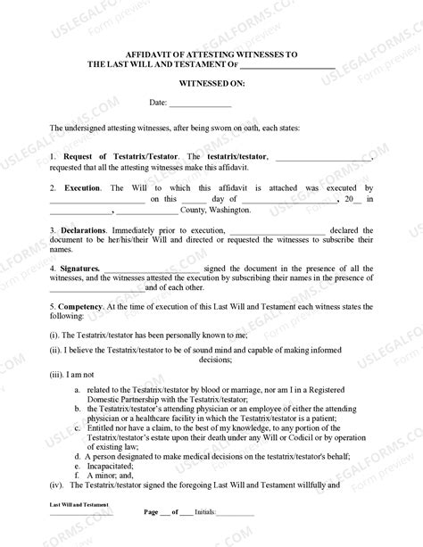 Affidavit Of Attesting Witnesses To The Last Will And Testament Of