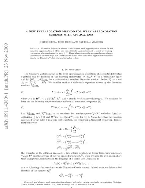 Pdf A New Extrapolation Method For Weak Approximation Schemes With