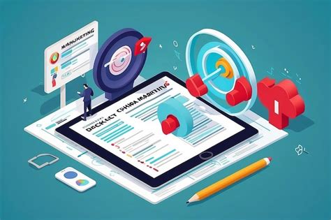 Premium Photo Target Digital Marketing Checklist Isometric Illustration