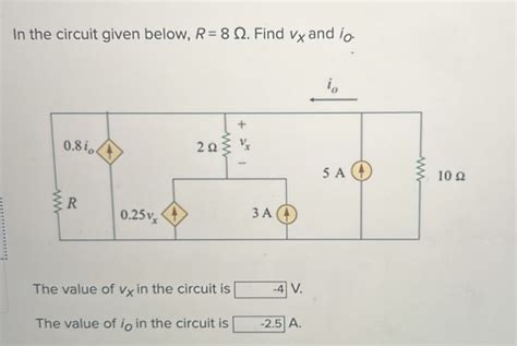 solved in the circuit given below r 8Ω ﻿find vx ﻿and