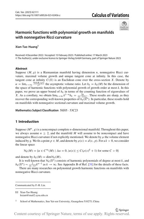 Harmonic Functions With Polynomial Growth On Manifolds With Nonnegative