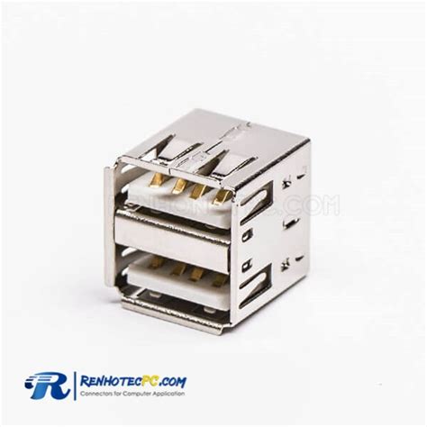Dual Port Female Straight Through Hole Usb For Pcb Mount Renhotecpc Com
