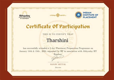 Tharshini Suresh On Linkedin I Have Successfully Attended A 2 Day Placement Preparation Which