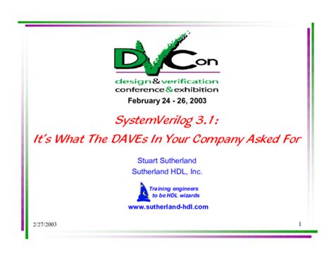 Pdf Dvcon Presentation Systemverilog