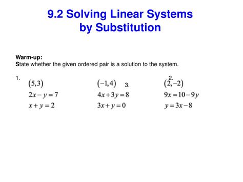 PPT Solving Linear Systems By Substitution PowerPoint Presentation ID
