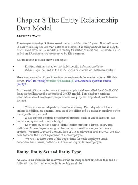 chapter 8 the entity relationship data model pdf data model databases
