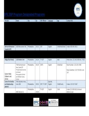 Fillable Online EPIC EBP Program Designated Programs DBHIDS Fax Email Print PdfFiller