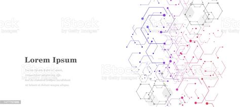 추상 파란색 빨간색 육각형 기하학적 배경 과학 기술 네트워크 개념 그라데이션에 대한 스톡 벡터 아트 및 기타 이미지 그라데이션 배경 주제 벡터 Istock