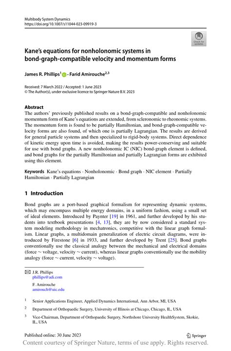 Kanes Equations For Nonholonomic Systems In Bond Graph Compatible