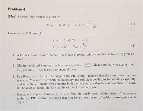 Solved An Open Loop System Is Given By X Of S Equals G Sub S Chegg