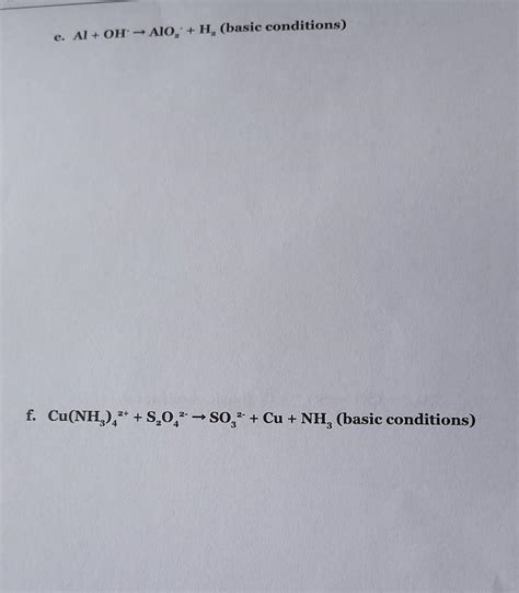 Solved 1 Balance Each Equation Use The Oxidation Number